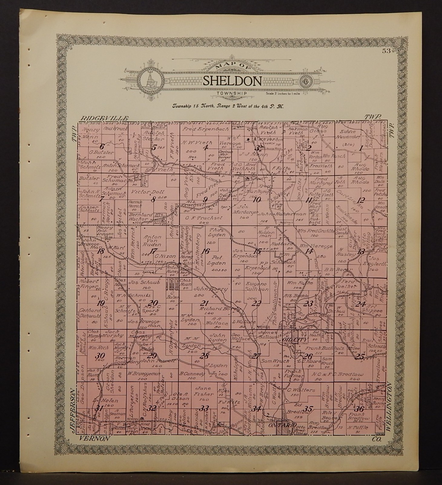 Wisconsin Monroe County Map Sheldon Township 1915 J18#23 | eBay