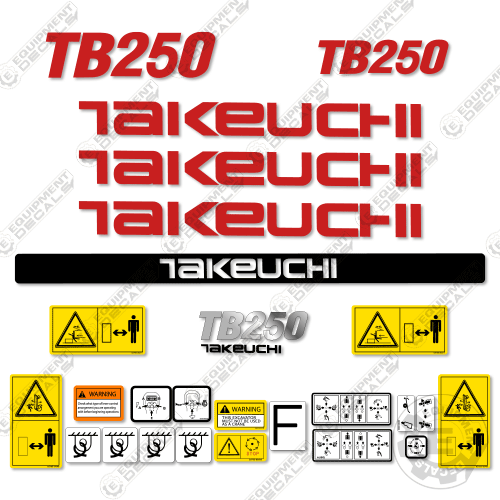 Fits Takeuchi TB250 Decal Kit Mini Excavator - 7 YEAR OUTDOOR 3M VINYL! | eBay