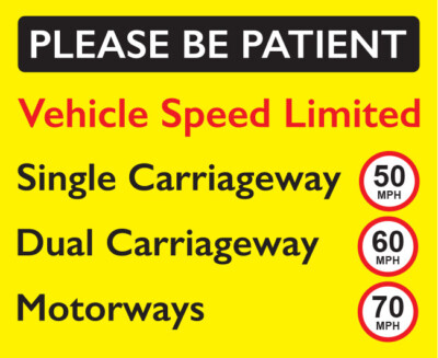 Speed Limited Vehicle Sticker 50 MPH 60 MPH 70 MPH Van Truck Lorry ...