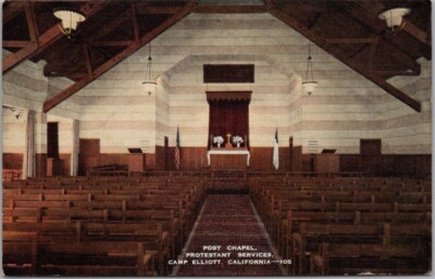 1940s CAMP ELLIOTT California Military Postcard "Post Chapel ...