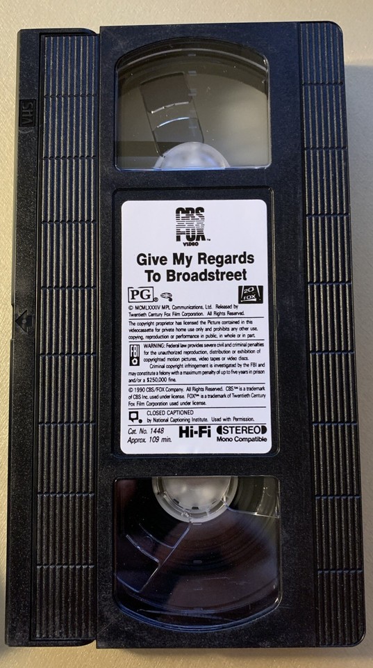Paul McCartney - Give My Regards to Broad Street (VHS) - Like New ...