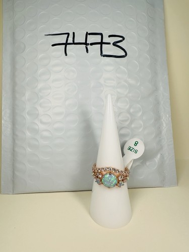 NWT Bomb Party Sz8 BP Ring Jewelry RBP Blue Fire Opal 2Pc Rose Gold P ...