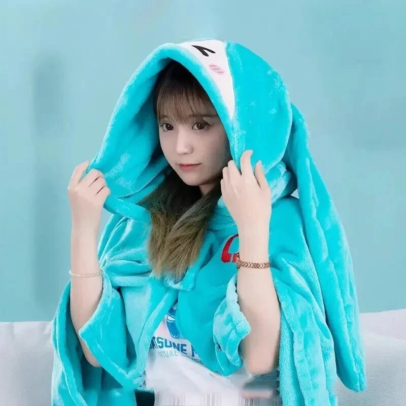 Hatsune Miku Plush Hooded Blanket Cloak Cute Warm Cosplay Cape Kawaii ...