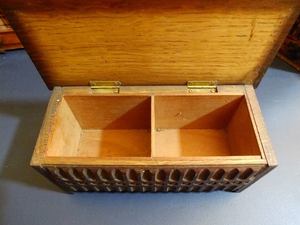 Vintage Wooden Small Chest Box With Hinged Lid 2 Compartments Made In ...