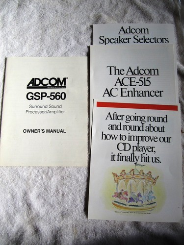 ADCOM GTP-560 OWNER'S MANUAL Surround Sound Processor Amplifier ACE-515 ...