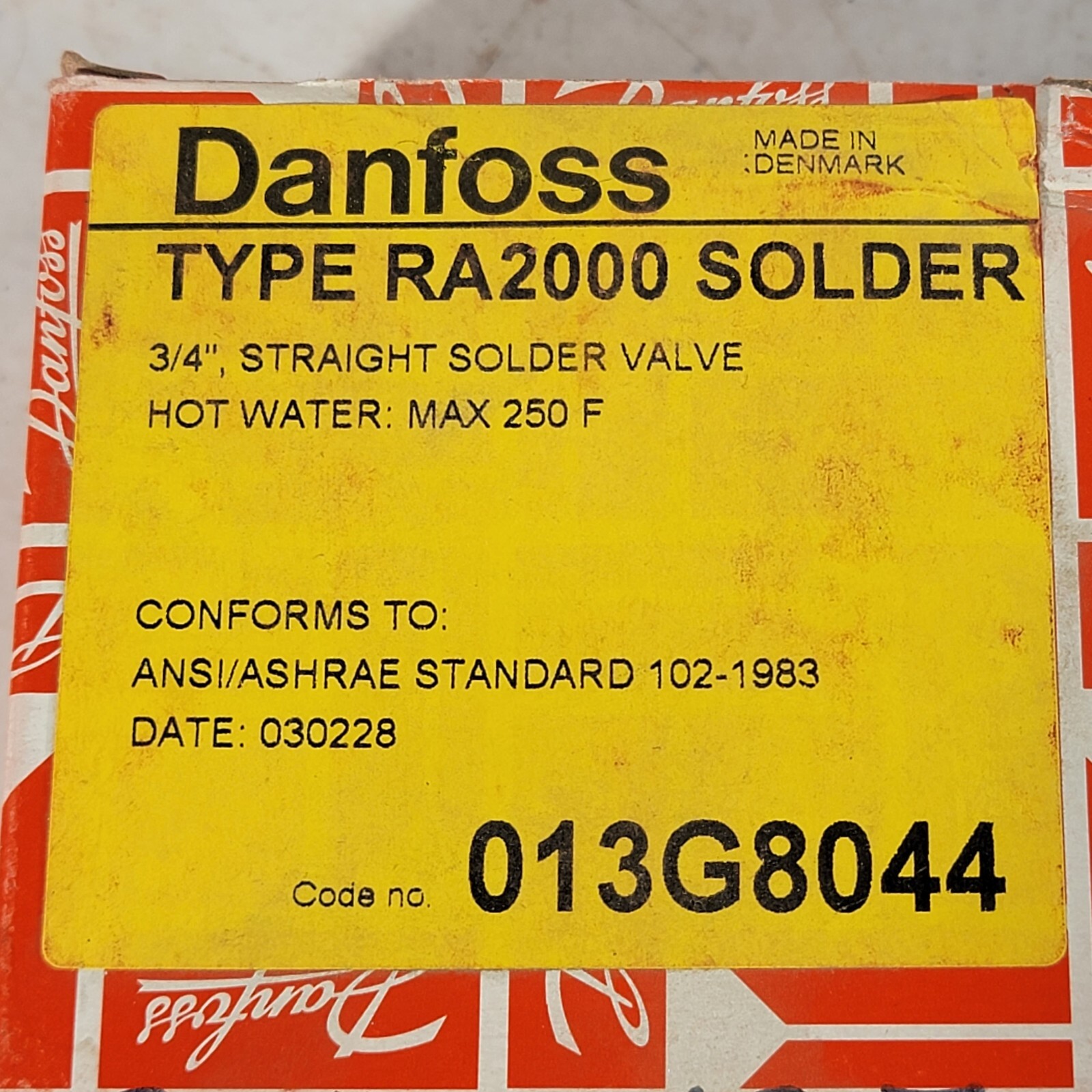 *MISSING FITTINGS* DANFOSS 013G-8044 RA2000 Valve Body 3/4" CV 2.7 | eBay