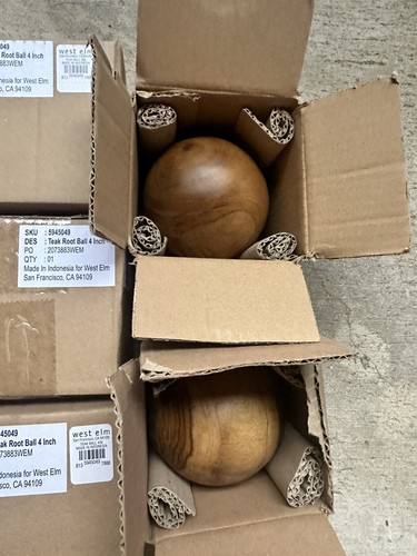 WEST ELM ORIGINAL TEAK ROOT BALL WOOD NATURAL DECORATIVE SCULPTED ART 4 ...