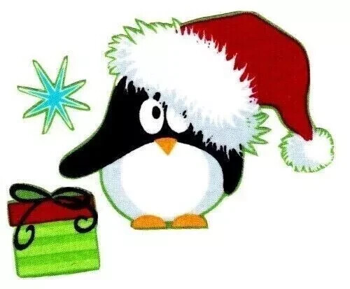 penguin Santa heat transfer iron on 3pc not embroidered 2 inch new | eBay