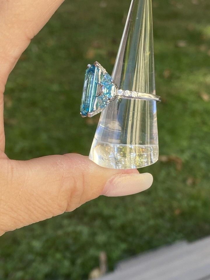 Jean Dousset Sterling Silver Absolute & Simulated Blue Topaz Cathedral ...