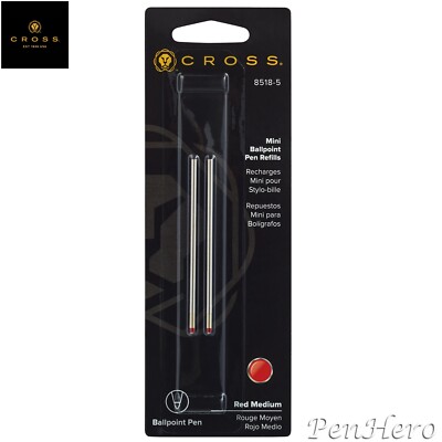 Cross Mini Ballpoint Refill Red Medium - Dual Pack | eBay