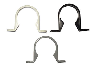 3 x Waste Pipe Clips / Brackets White, Black, Grey, 32mm (1-1/4"), 40mm ...