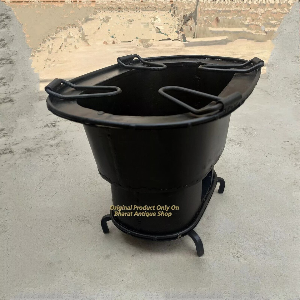 Oval Iron wood Coal Tri burning Kitchen use stove Sigri Fire pit ...