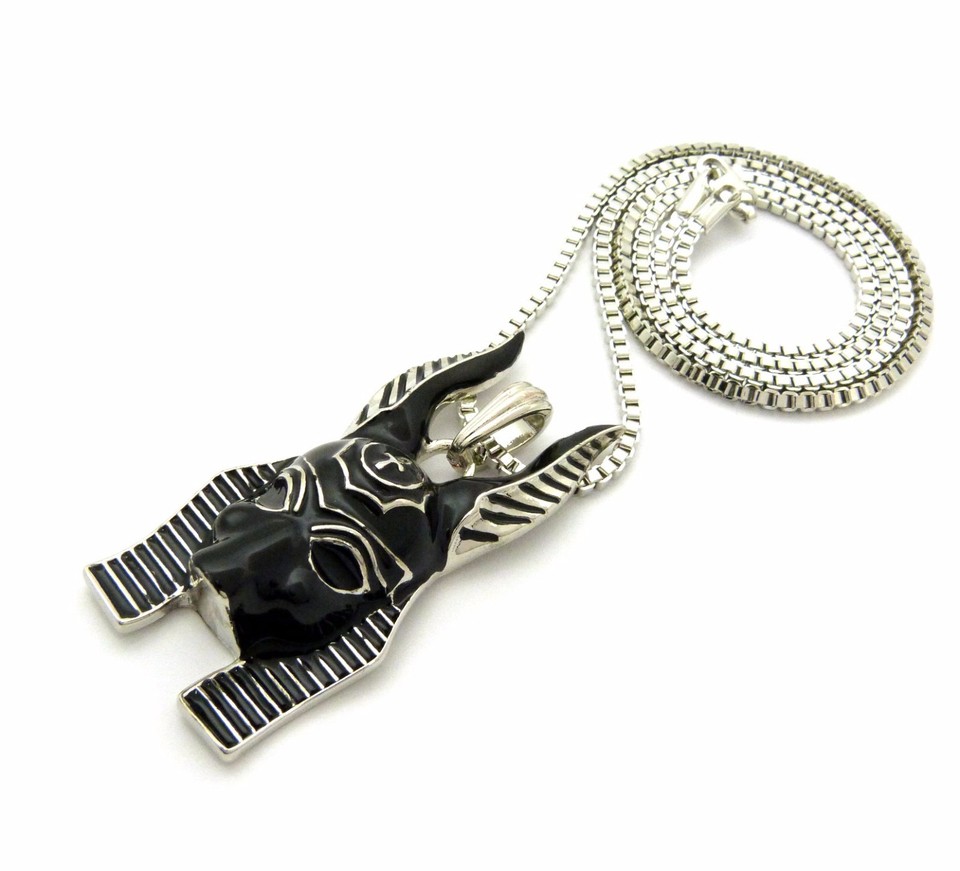 NEW EGYPTIAN ANUBIS HEAD PENDANT & 3mm/24" BOX CHAIN HIP HOP NECKLACES ...