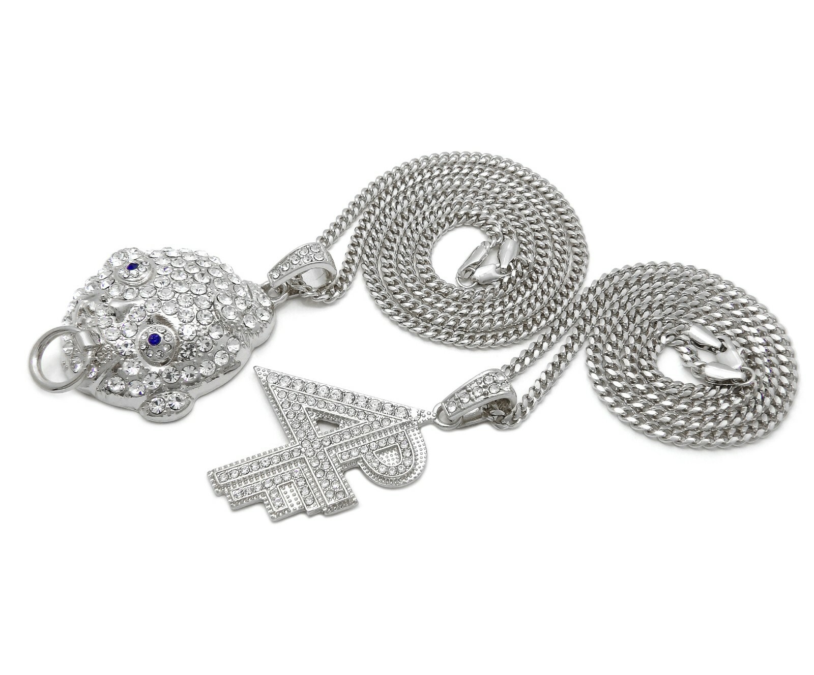 Silver Plated Lil BABY 4PF Pendant & 20" 24" Box Cuban Chain Hip Hop ...