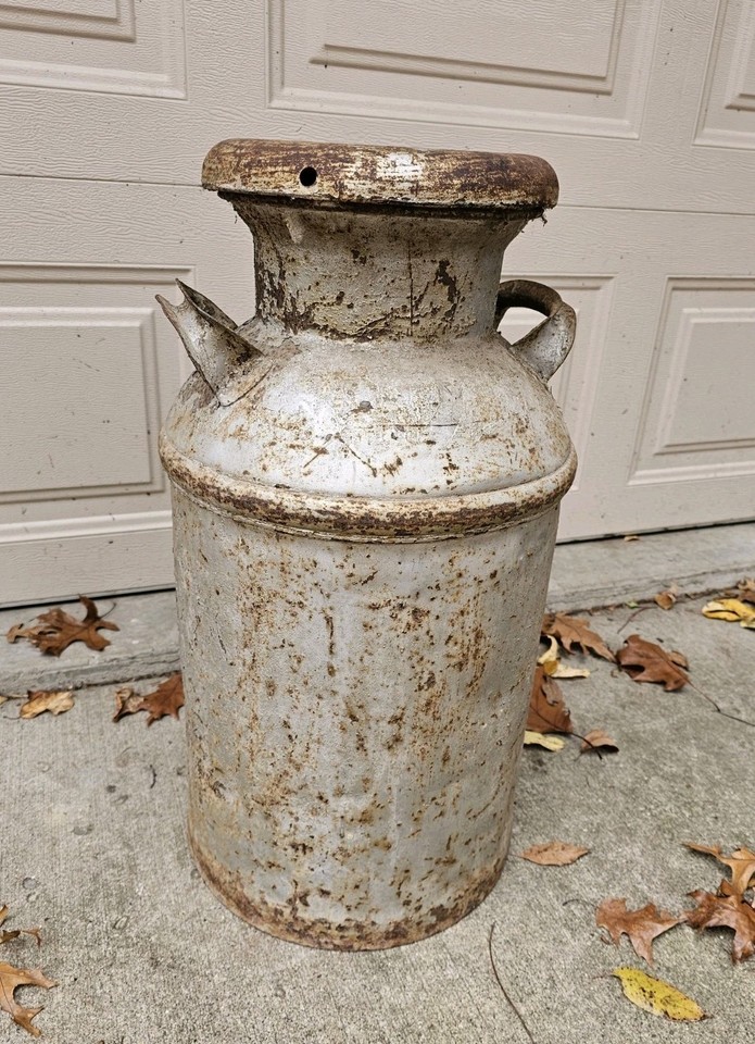 Vtg Antique Miller Dairy Farm Eaton Rapids MI Metal Milk Can 10 Gallon ...