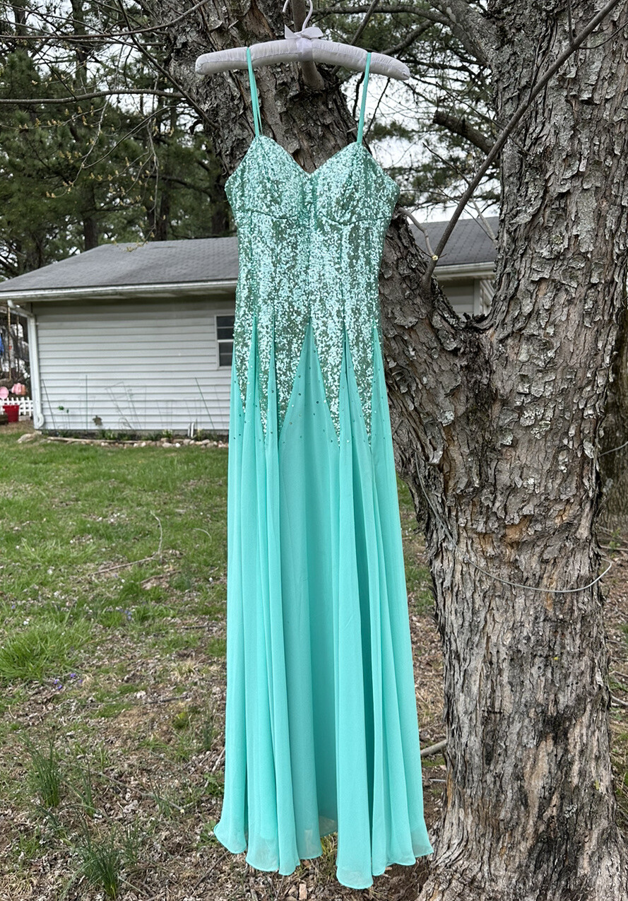 Aqua Strapless Prom Dress