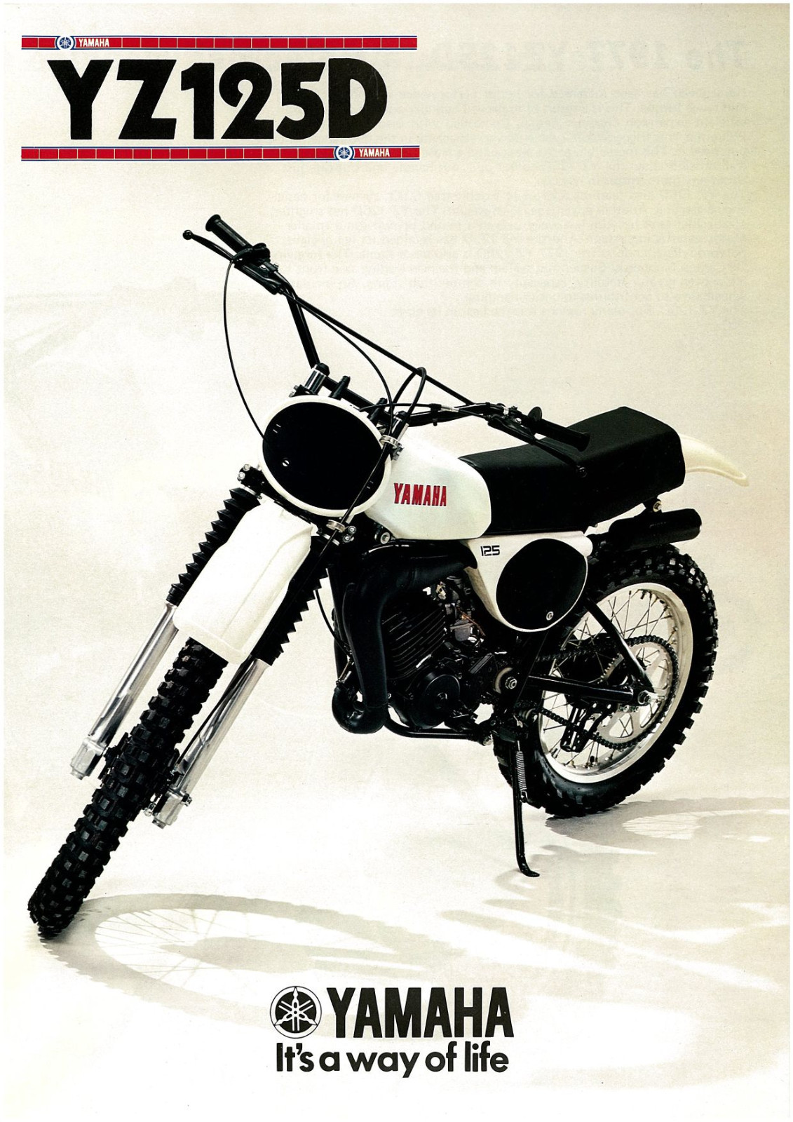 YAMAHA Brochure YZ125 D 1977 White Sales Catalog Catalogue REPRO YZ125D ...