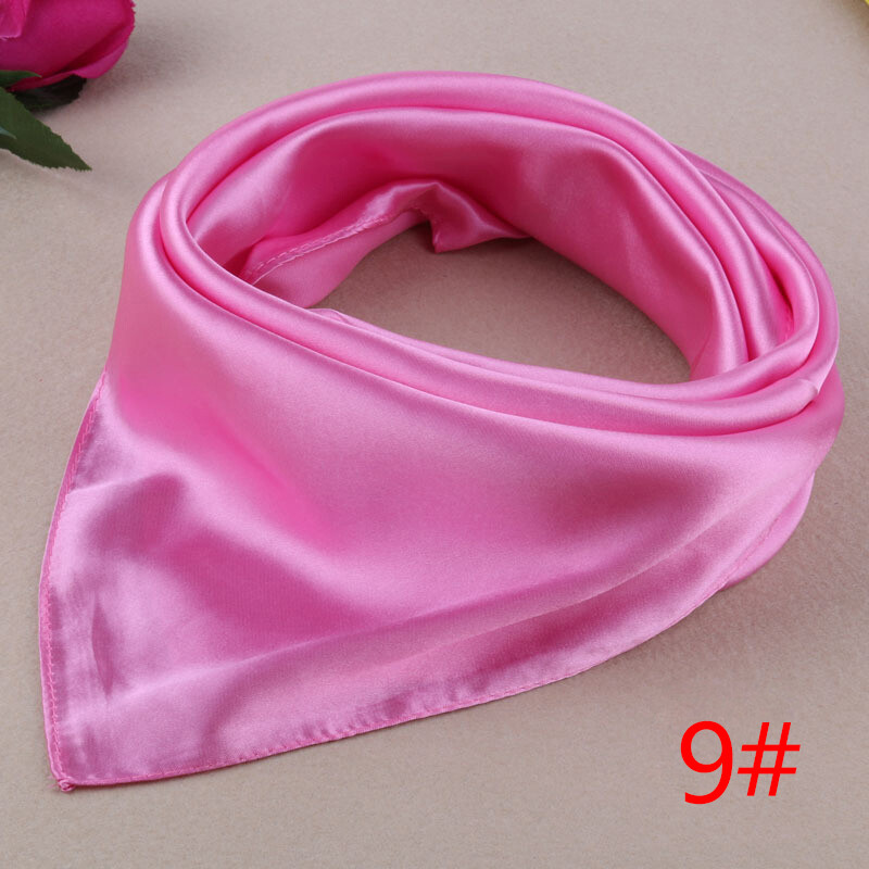 Women Plain Soft Silk Square Scarf Bandana Neckerchief Head Neck Wrap ...