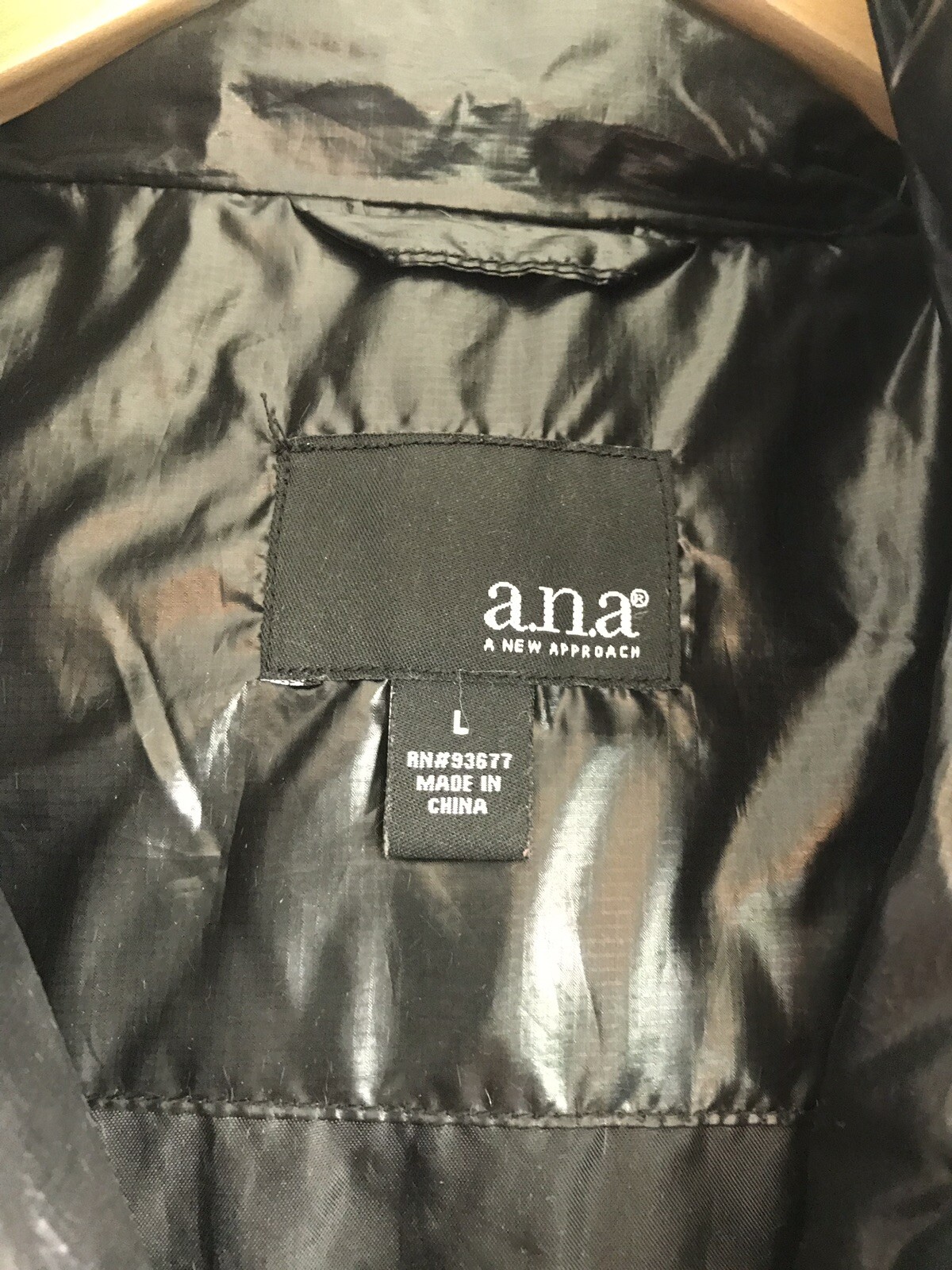 ANA Black Long Down Puffer Hooded Jacket Coat Womens Large | eBay