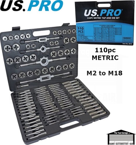 US PRO Tools 110pc Metric Tap And Die Set Kit, 2mm to 18mm, Thread ...