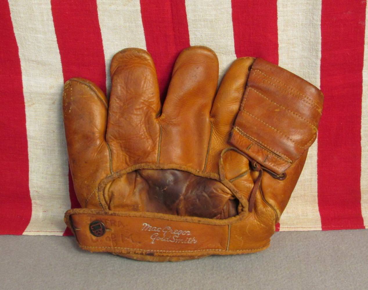 Vintage 1940s MacGregor Goldsmith Leather Baseball Glove Mitt Eddie ...