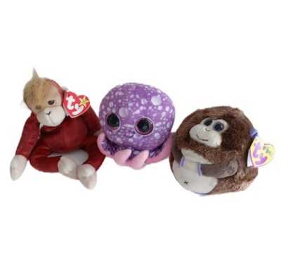 Ty Beanie Boo Legs Octopus Beanie Ball Bananas Beanie Babies Sweetheart ...