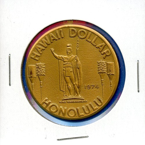 1974 Aloha from Hawaii Dollar $1 Honolulu #082 Uncirculated Brass Coin ...