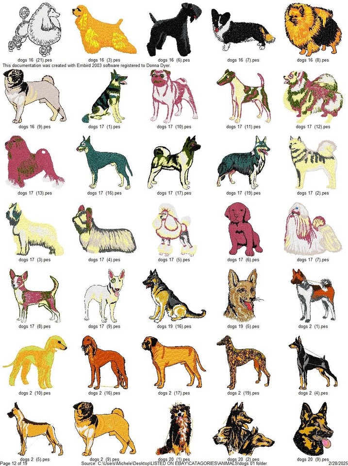 644 DOGS EMBROIDERY MACHINE DESIGNS COLLECTION PES USB DRIVE | eBay