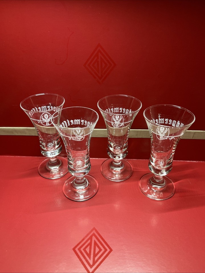 Vintage Set of 4 Jagermeister Footed Stemmed Shot Glasses 2CL Logo ...