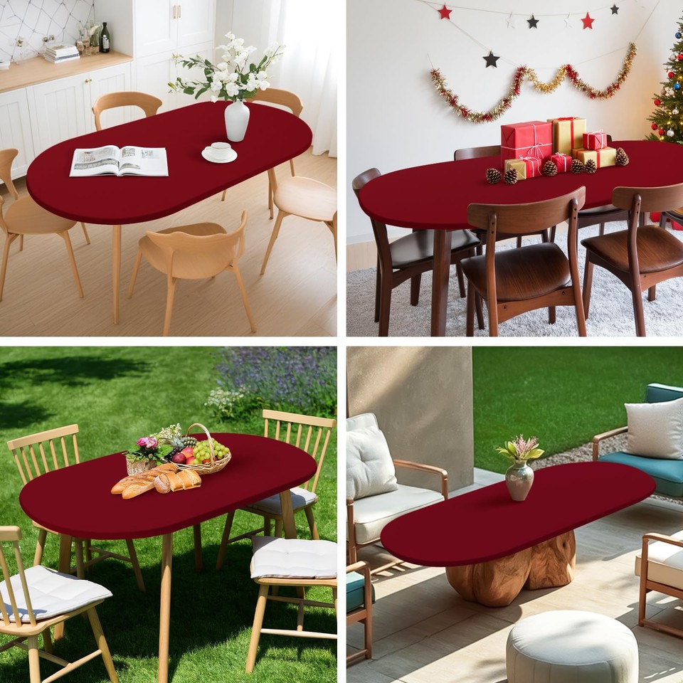 Fitted Oval Tablecloth 48 x 68 Inch Elastic Table Cloth, Stretch ...