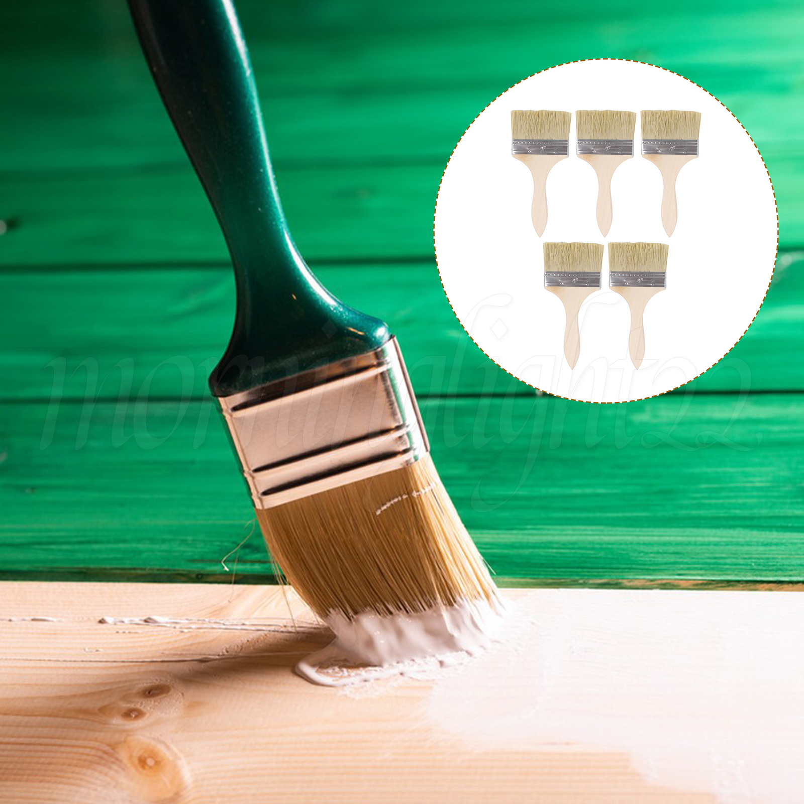 4" Flat Paint Stain Brushes with Wooden Handle for Furniture Paint Set of 5 | eBay