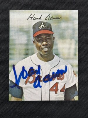 Hank Aaron 1983 Starliner Baseball Sticker On Card Auto Atlanta Braves ...