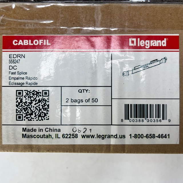 Pack of 100 Legrand Cablofil Fast Splice EDRN(DC) 558247 for sale ...