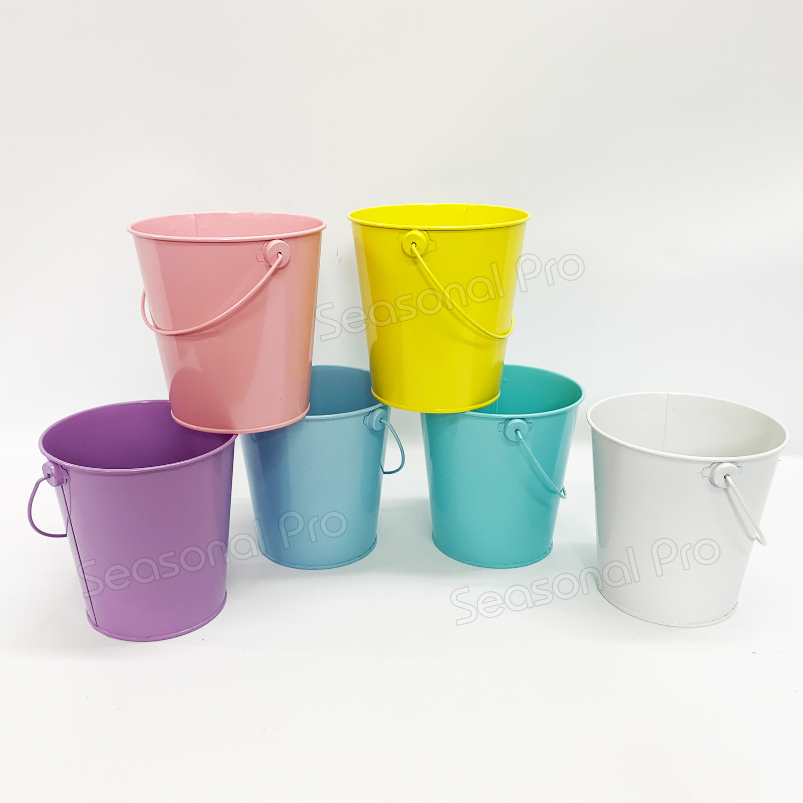 Pastel Colour Metal Easter Buckets with Handle Home Decor Plants Party ...