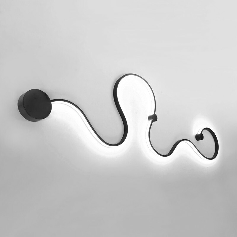 Modern Linear Wall Sconce Light Curved Shape LED Indoor Living Room ...