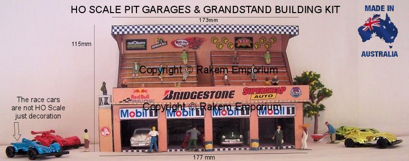 Racing Pit Row Garage Grandstand Model Railway Building Kit HO Scale ...