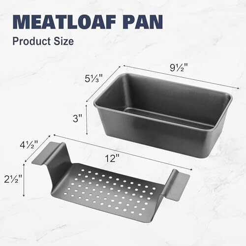 9x5 Inch Meatloaf Pan with Drain Tray Insert Non-Stick Loaf Pan for ...