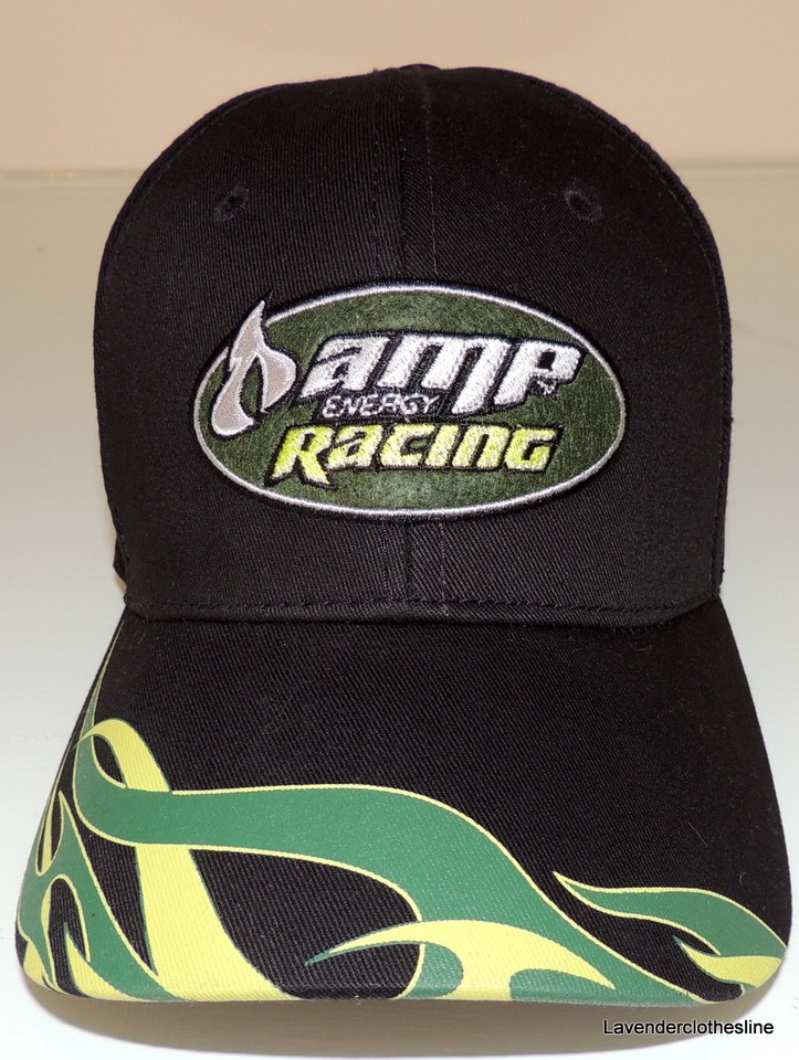 Amp Energy Drink Racing Adjustable Ball Cap Hat NEW Black & Green RARE ...
