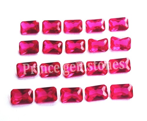 Emerald Cut Natural Red Ruby Approx. 6x4 MM Lot Total 20 Pcs Loose ...