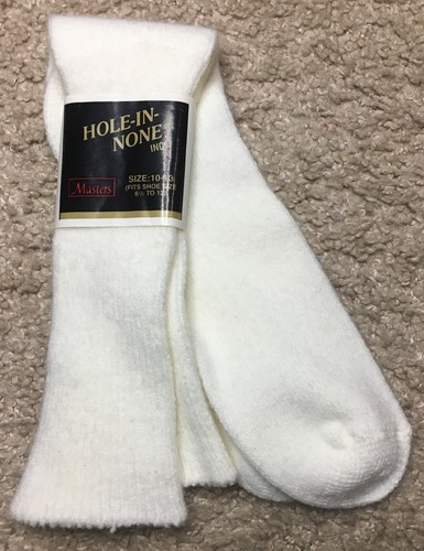 Vintage Masters Hole In None Crew Socks White Acrylic Nylon 10-13 USA ...