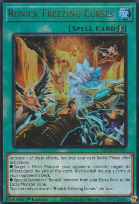 A1582 YUGIOH SPELL CARD RUNICK FREEZING CURSES MP23-EN245 | eBay