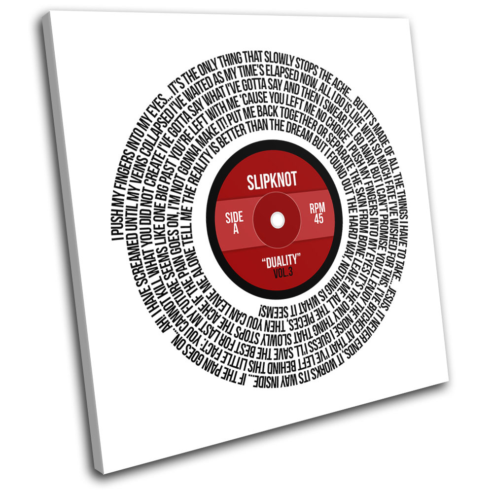 Slipknot Duality Song Lyrics Vinyl SINGLE CANVAS WALL ART Picture Print ...