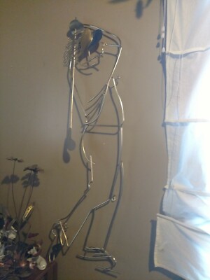 Mid Century 48" Metal Wall Art Sculpture Golfer Man Playing Golf C Jere ...