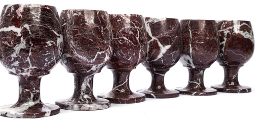 Red Zebra Marble Goblets Set of 6 | Unique 60 mL, 2'' x 2'' x 3'', Shot ...