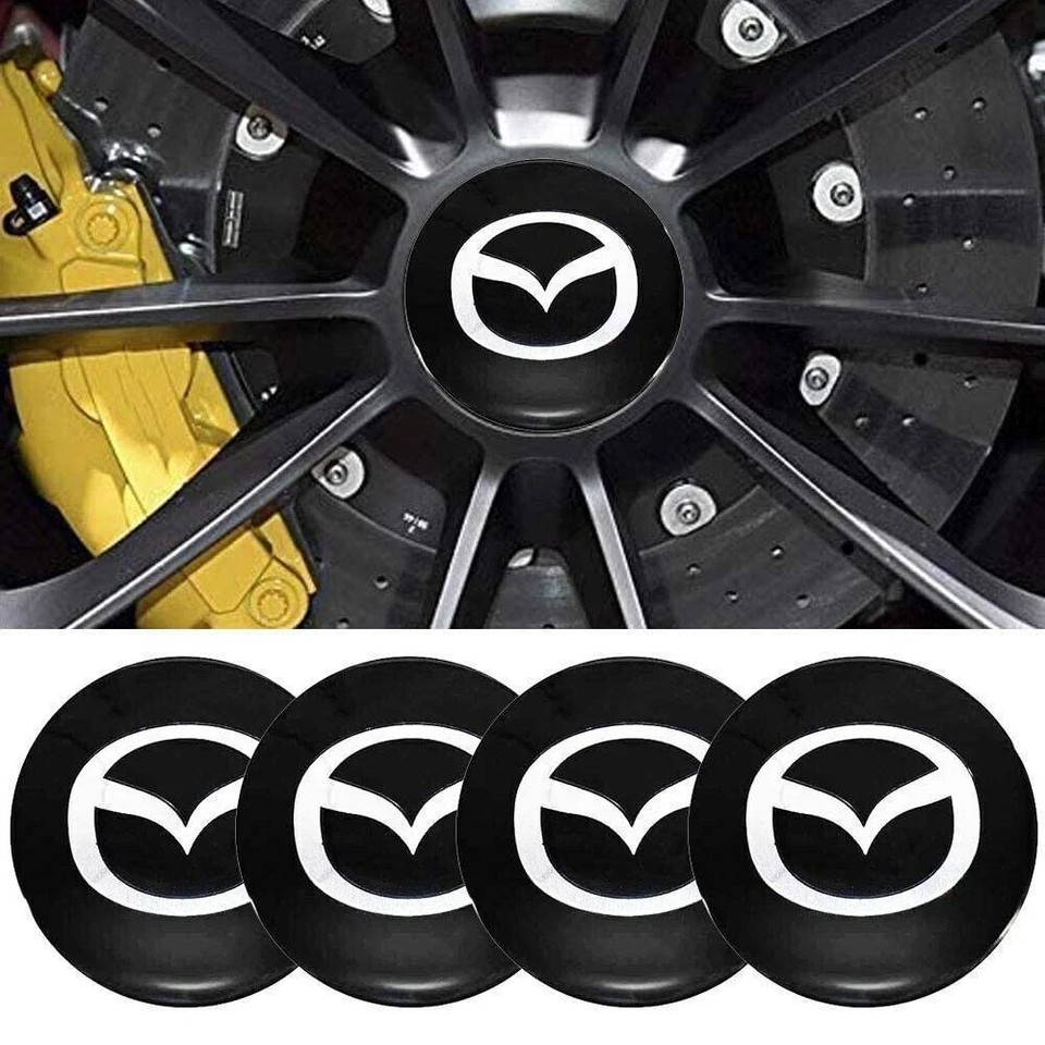 4x 56mm Mazda Center Wheel Cap Self-Adhesive Emblem Rims Logo Sticker ...