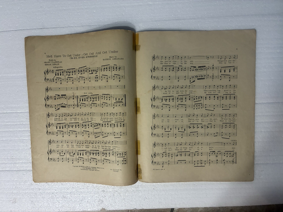 1913 Sheet Music 'He'd Have To Get Under-Get Out And Get Under to Fix ...