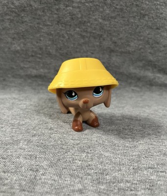 LITTLEST PET SHOP # 518 TAN BROWN DACHSHUND PUPPY DOG BLUE TEARDROP ...