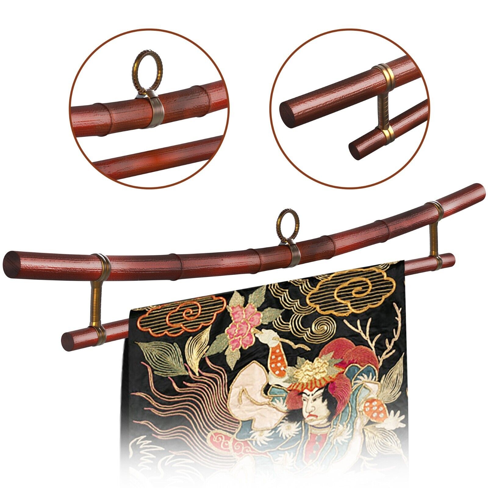 Smoked Bamboo Tapestry Holder Rug Wall Hanger Tapestry Wall Hanger Rod ...