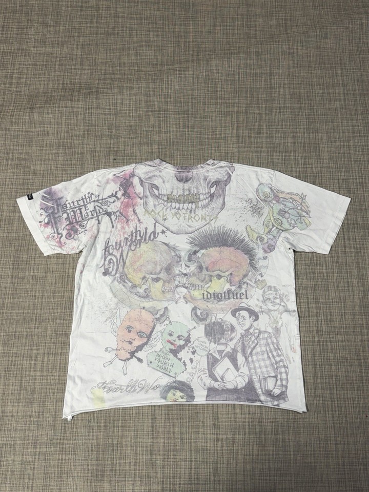 Y2K AOP Men’s Skull Punk Rock T Shirt Size 2XL (Trimmed) Emo Goth ...
