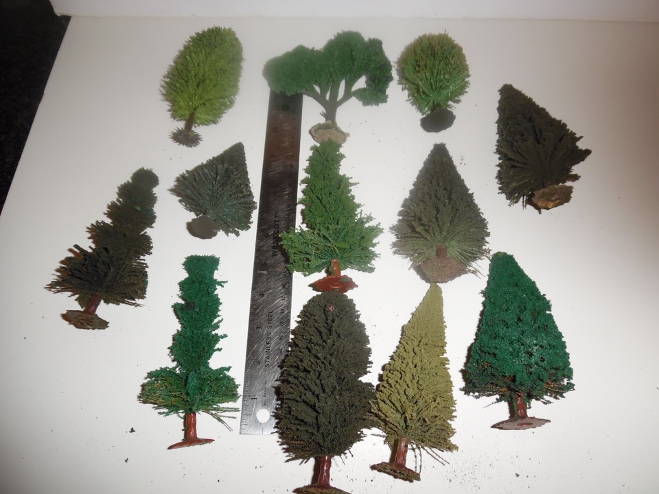 12 Trees for model scenery, O, HO Scale, Added more foam leaves, about ...